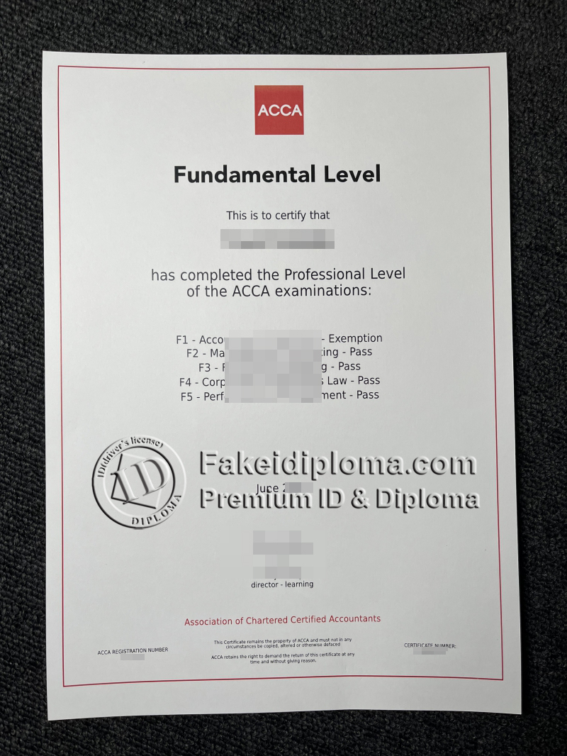 Buy ACCA certificate of the fundamental level certificates