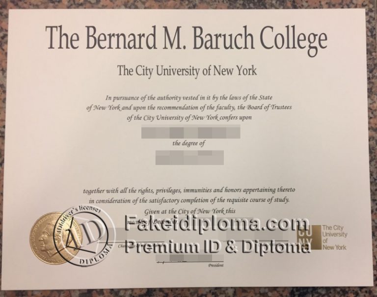 Buy a realistic Bernard M.Baruch College, CUNY diploma now