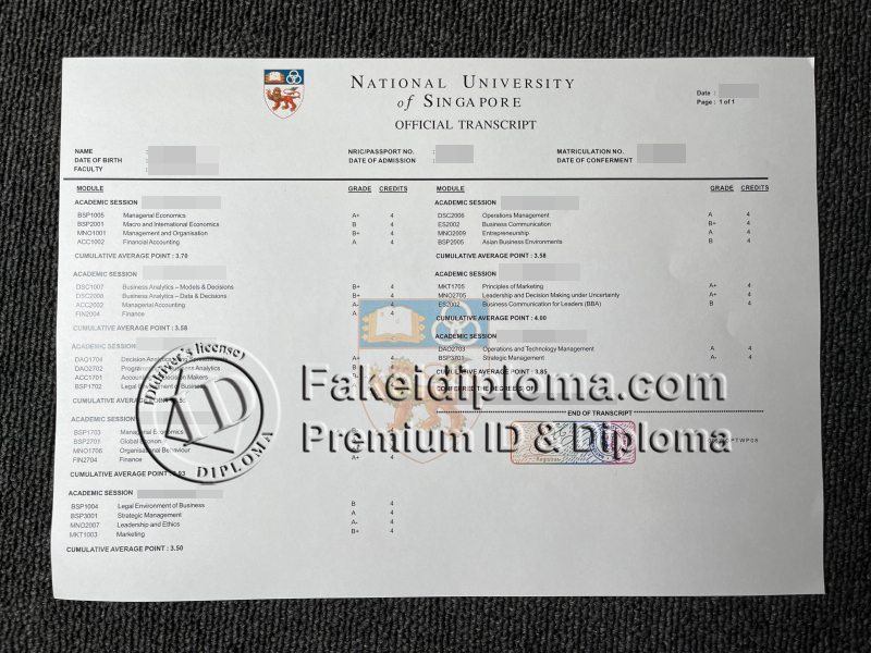 How can I purchase NUS academic transcript in Singapore?