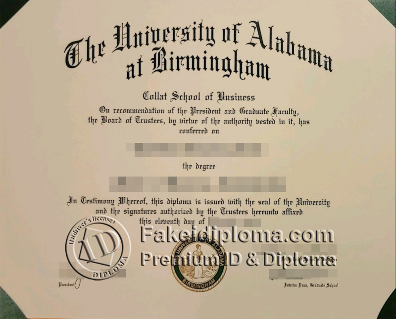 The University of Alabama at Birmingham degree, UAB diploma