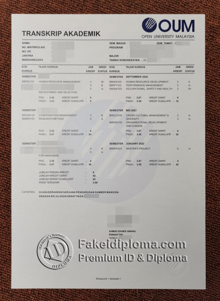 Where to purchase OUM academic transcript in Malaysia online?