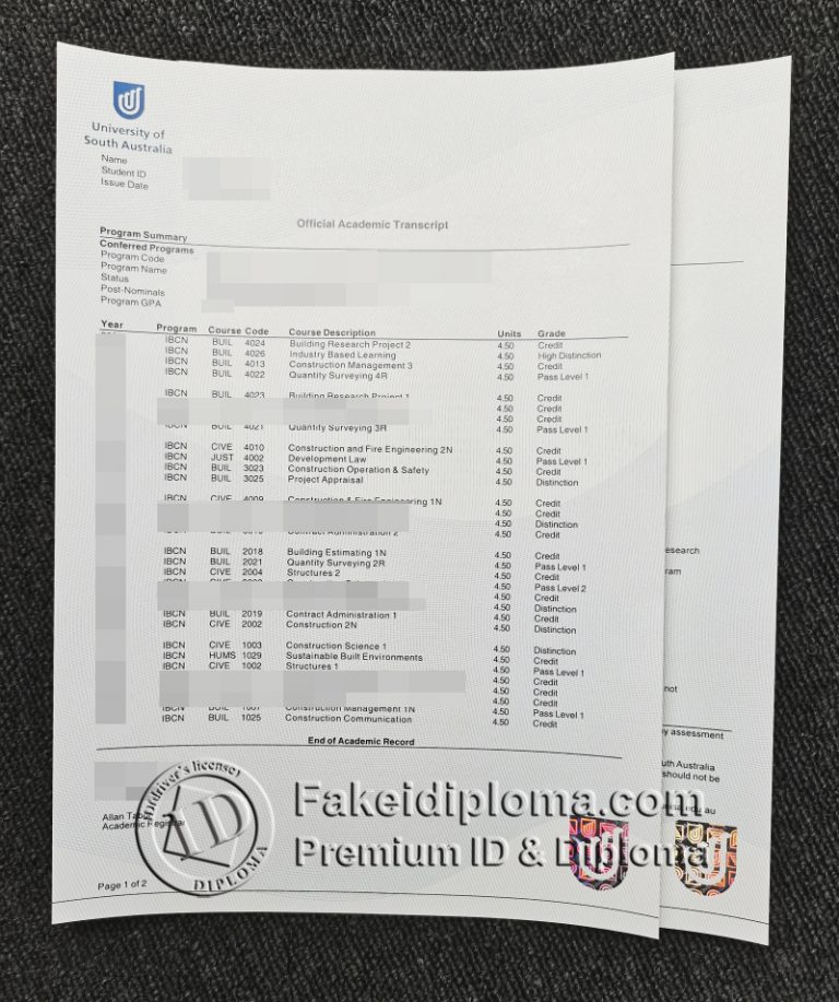 Can I buy fake UniSA academic transcript in South Australia?