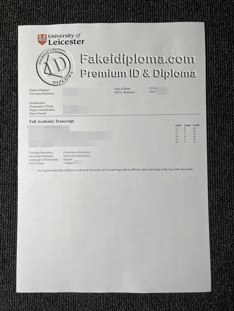 Fake University of Leicester transcript maker, buy fake transcripts