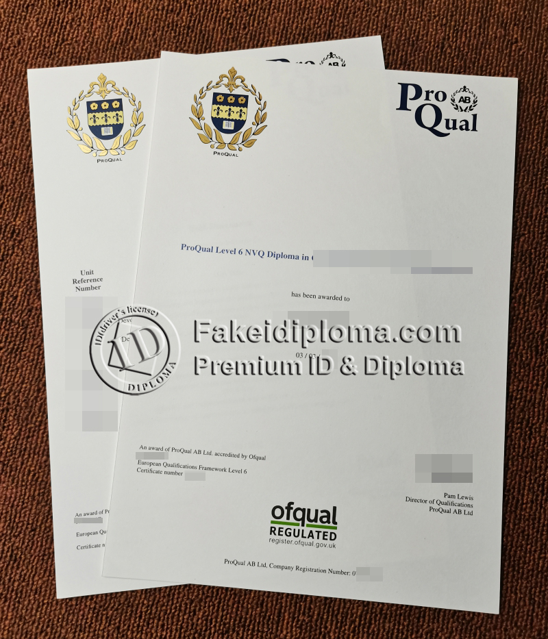 Buy a ProQual diploma certificate level 6 NVQ diploma online