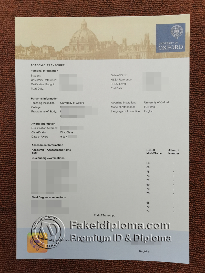 How to buy a fake University of Oxford transcript with high scores?