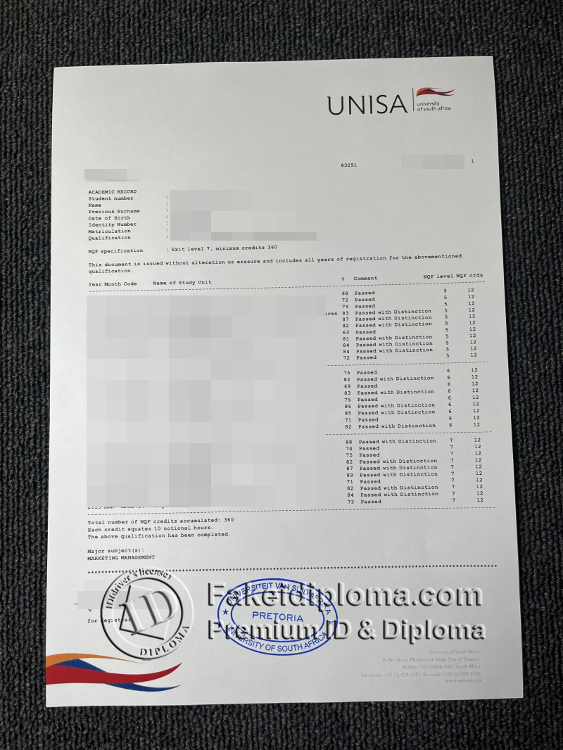 Buy UNISA transcript, University of South Africa transcript