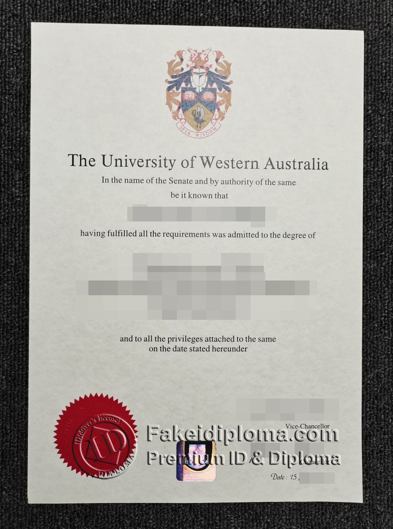 UWA degree sample, University of Western Australia diploma