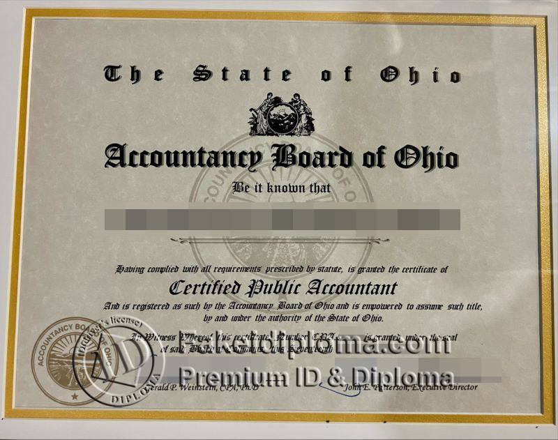Buy the highest-quality state of Ohio CPA certificate online