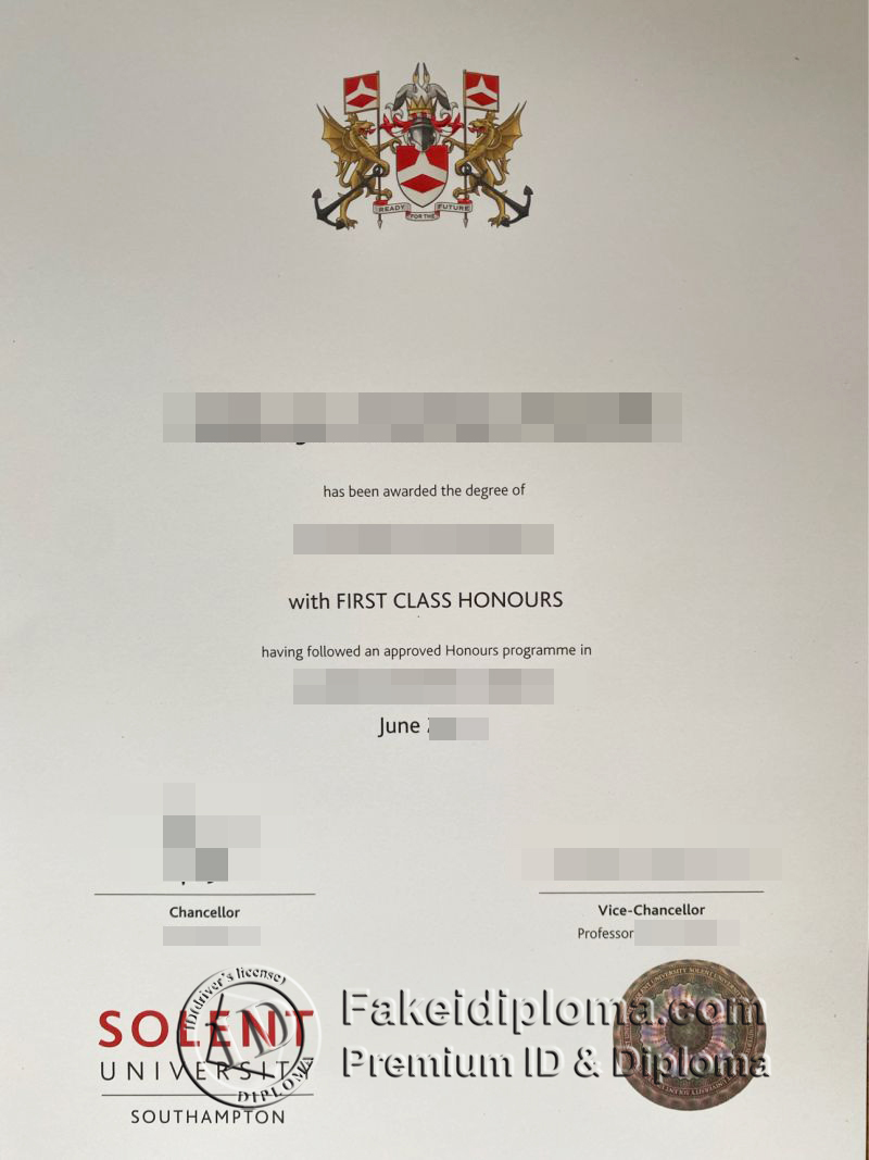 Fake Southampton Solent University degree online for sale