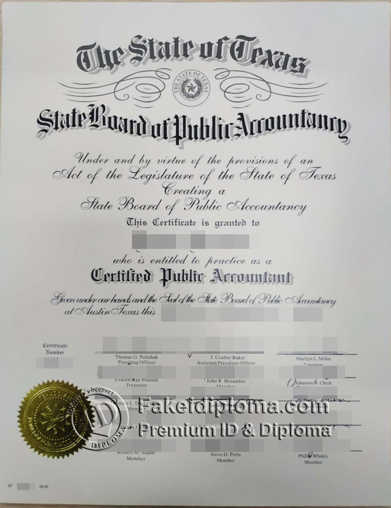 How to buy the highest quality Texas CPA Certificate online?