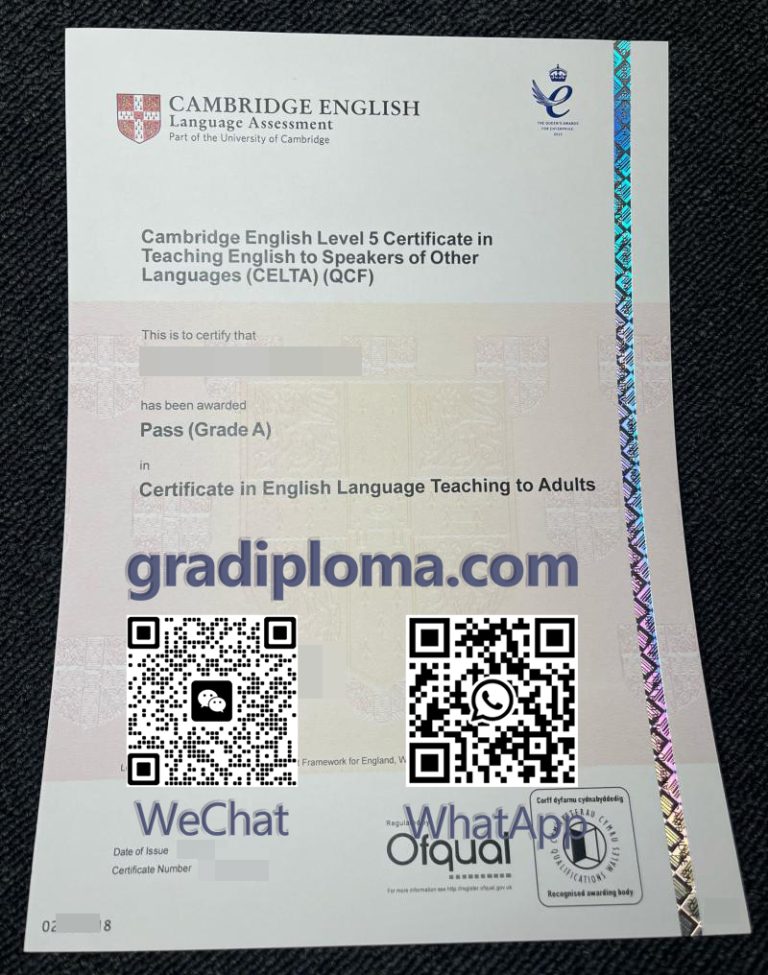 Buy a top quality CELTA QCF Certificate with a real hologram