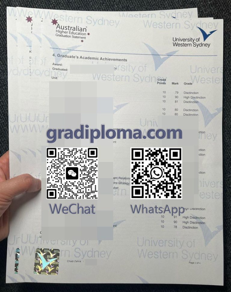 University of Western Sydney transcript, fake UWS transcript