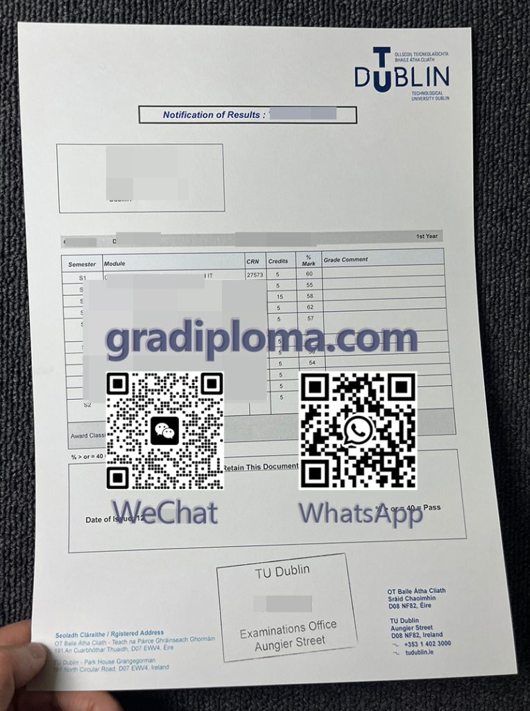 Transcripción falsa de la TU Dublin a la venta, compra tu transcripción de la TU Dublin